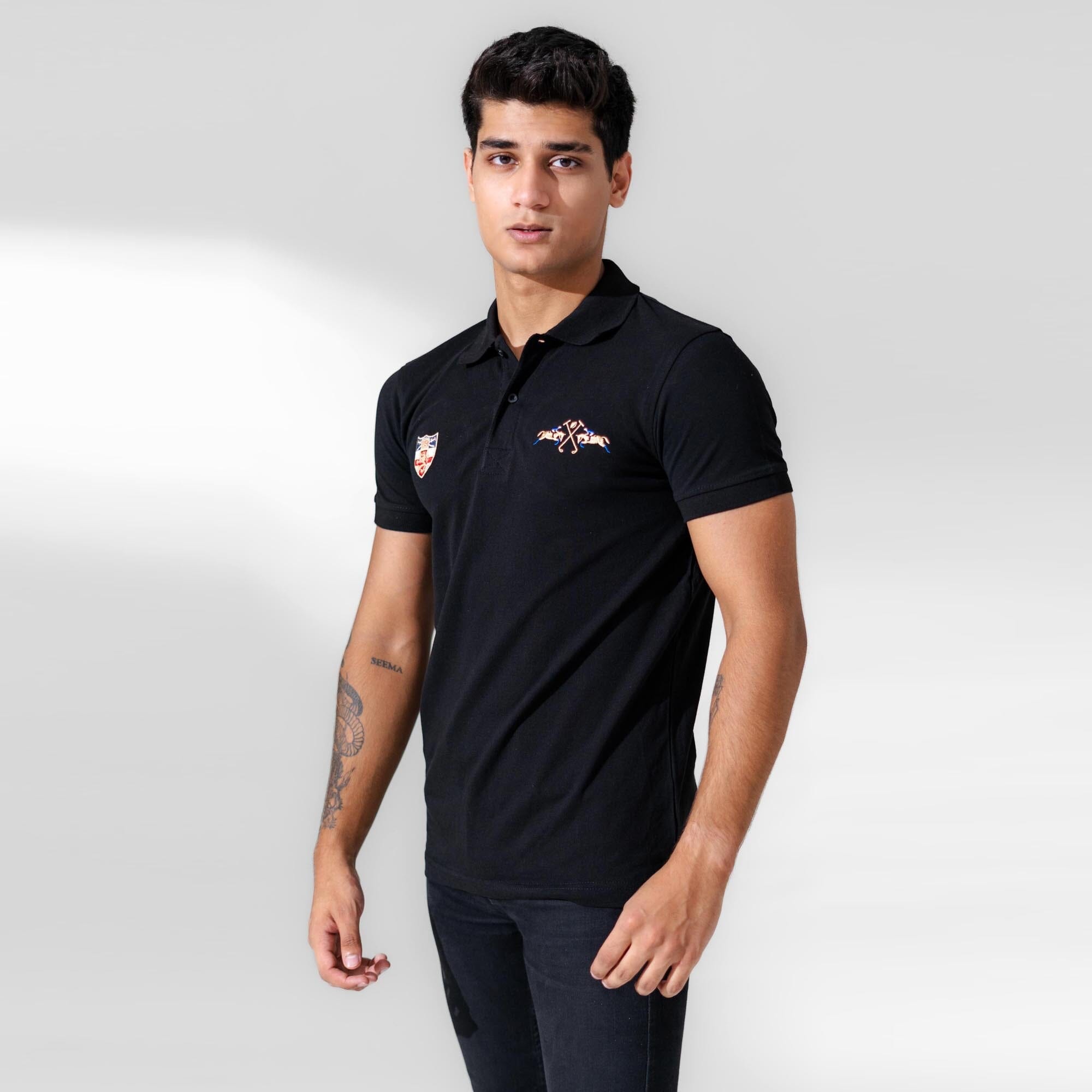Polo Republica Men's Rango Double Pony & Emblem Embroidered Short Slee
