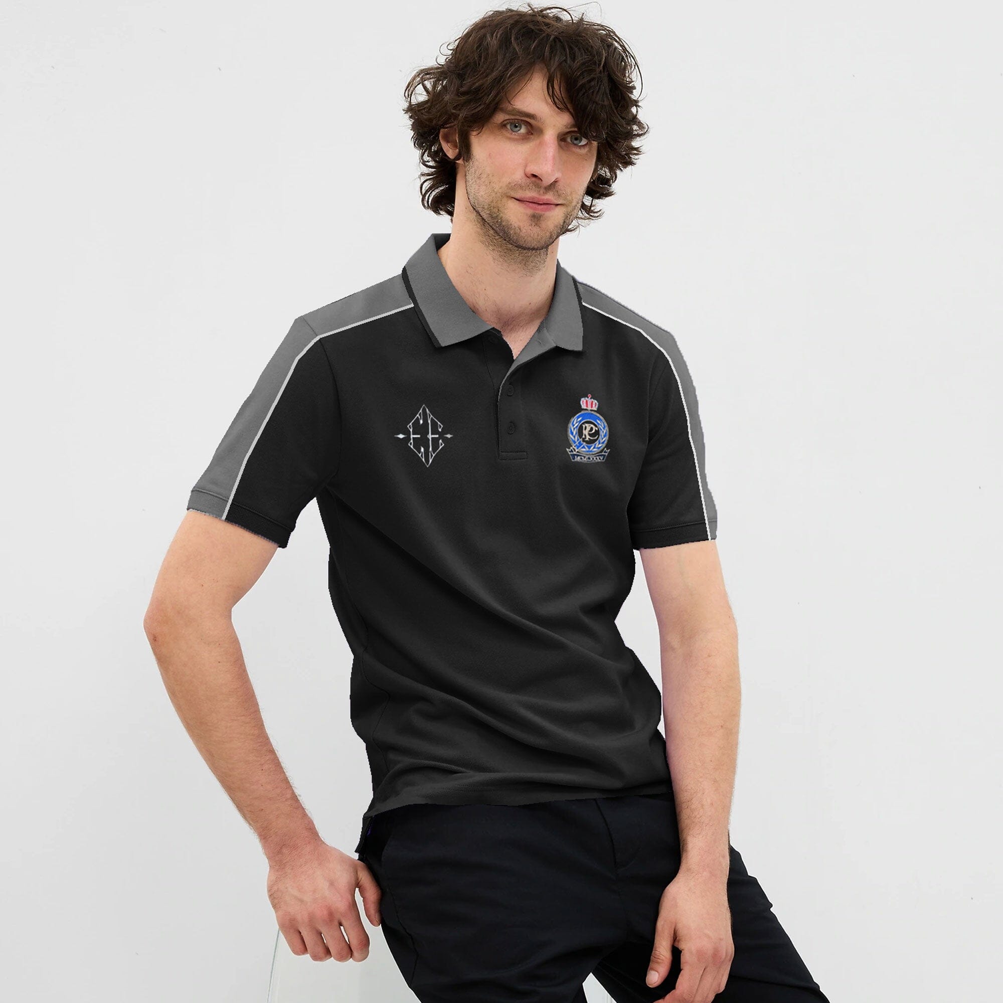 Polo Republica Men's PRC Crest & EE Embroidered Contrast Panels Polo S